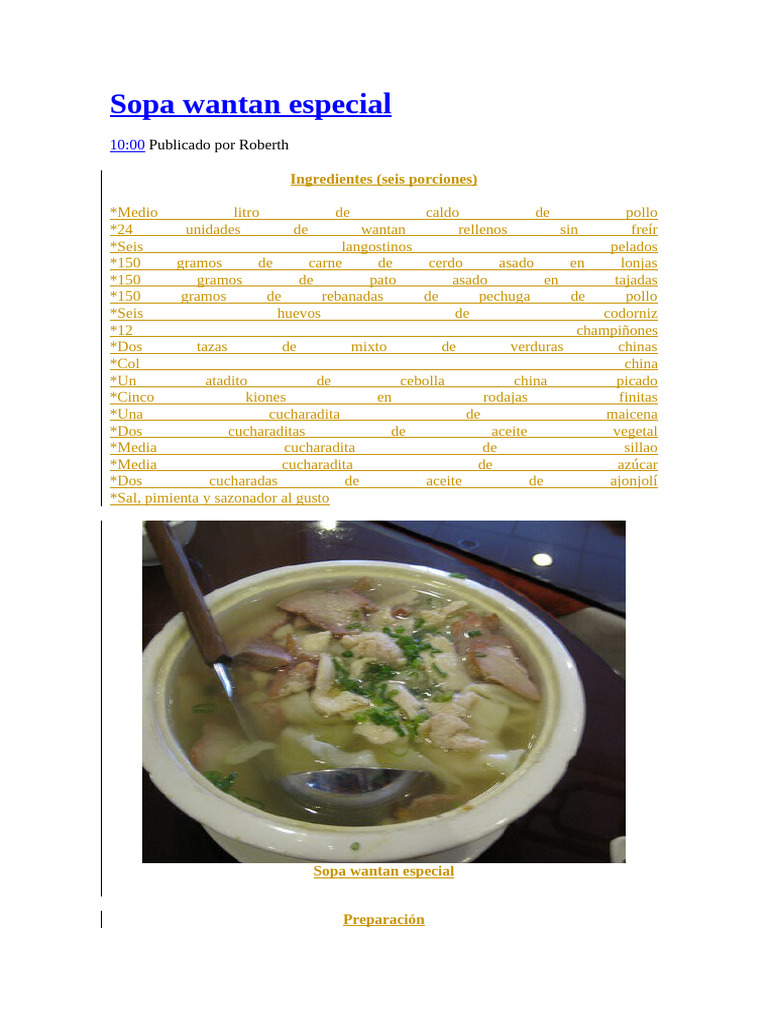 Sopa Wantan Especial | PDF