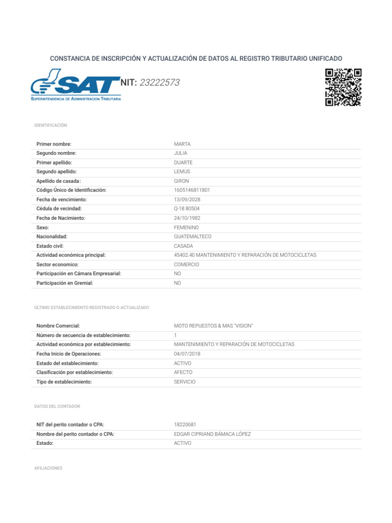 Portal SAT - Impresión de RTU - Guatemala | PDF