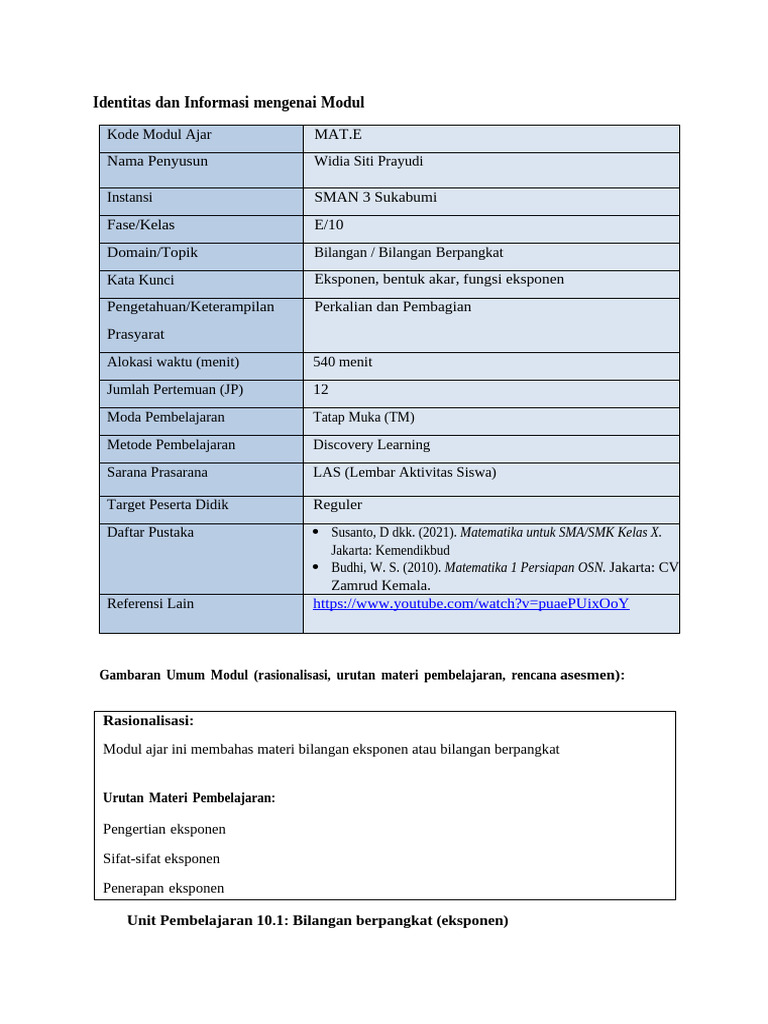 Modul Ajar Eksponen Dan Logaritma | PDF
