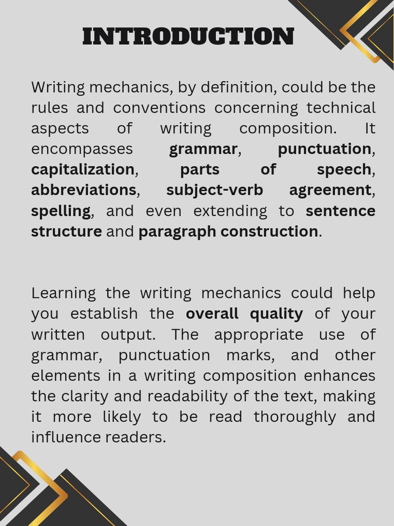 The Writing Mechanics - Introduction | PDF