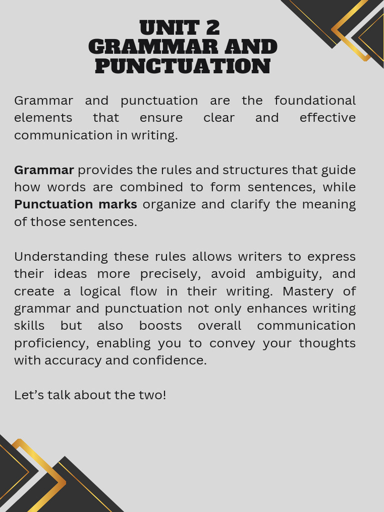 Unit 2 Grammar and Punctuation | PDF