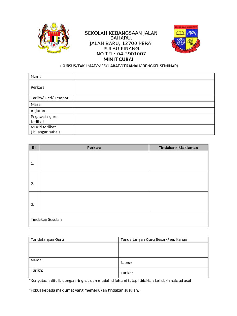 Format Minit Curai | PDF