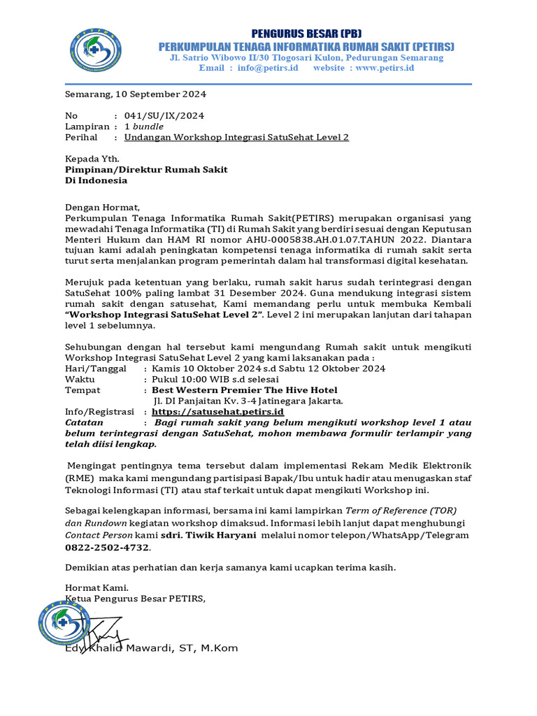 Surat Undangan Peserta TOR Formulir | PDF
