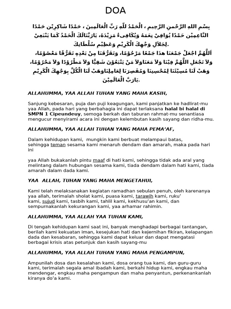Doa Halal Bi Halal | PDF | Semitic Words And Phrases
