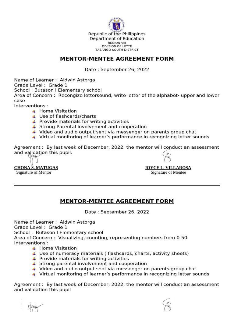 Mentor Mentee Agreement | PDF