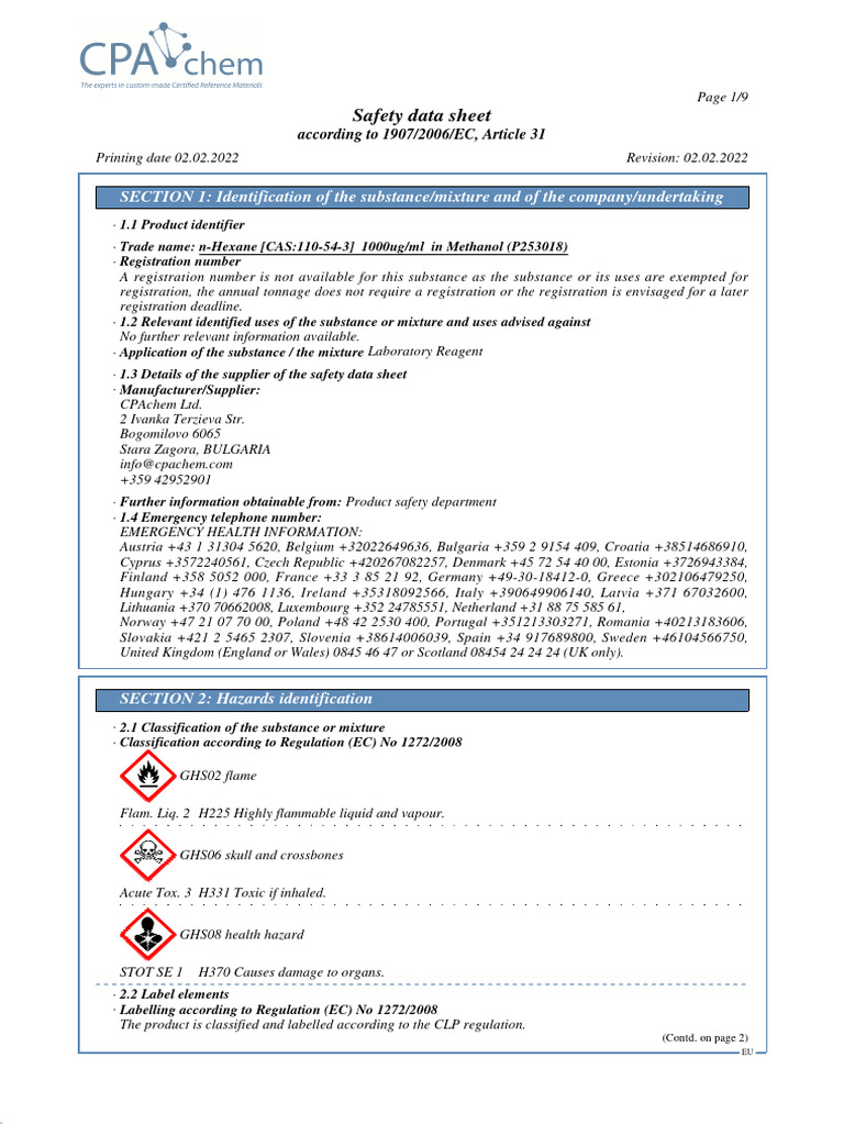 SDS Hexane | PDF