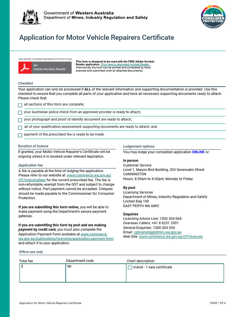 Repairers Cert Form. NAM. | PDF