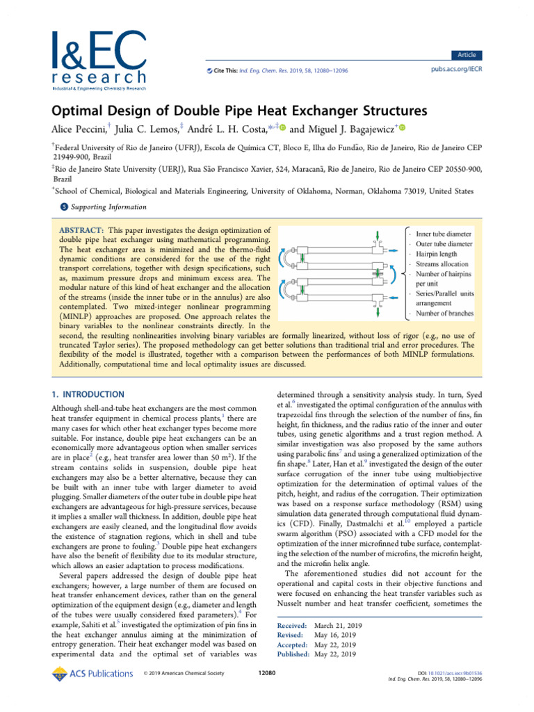 Optimal Design of Double Pipe Heat Exchanger Structures | PDF | Mathematical Optimization | Heat ...