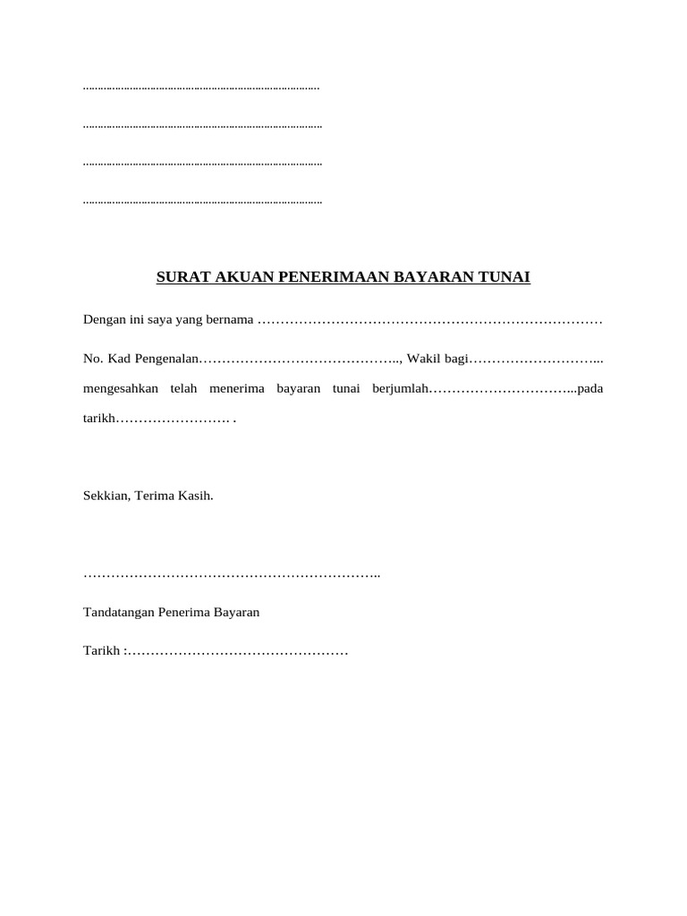 Surat Akuan Penerimaan Bayaran | PDF