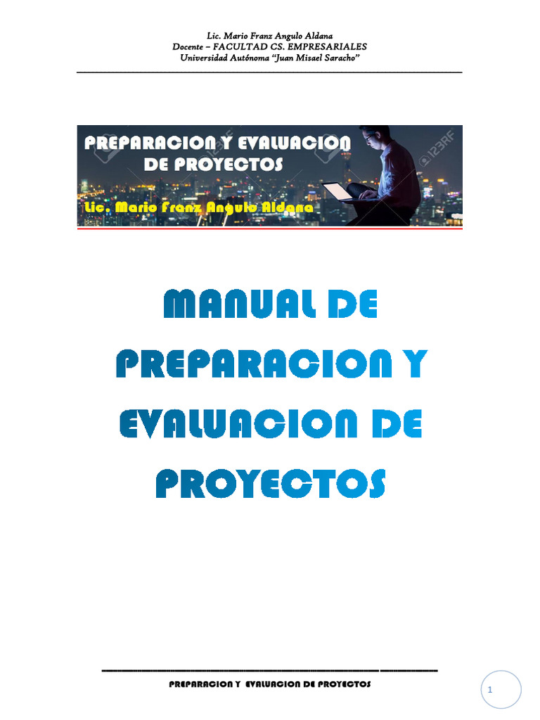Manual de Preparacion y Evaluacion de Proyectos - Lic. Mario Angulo | PDF