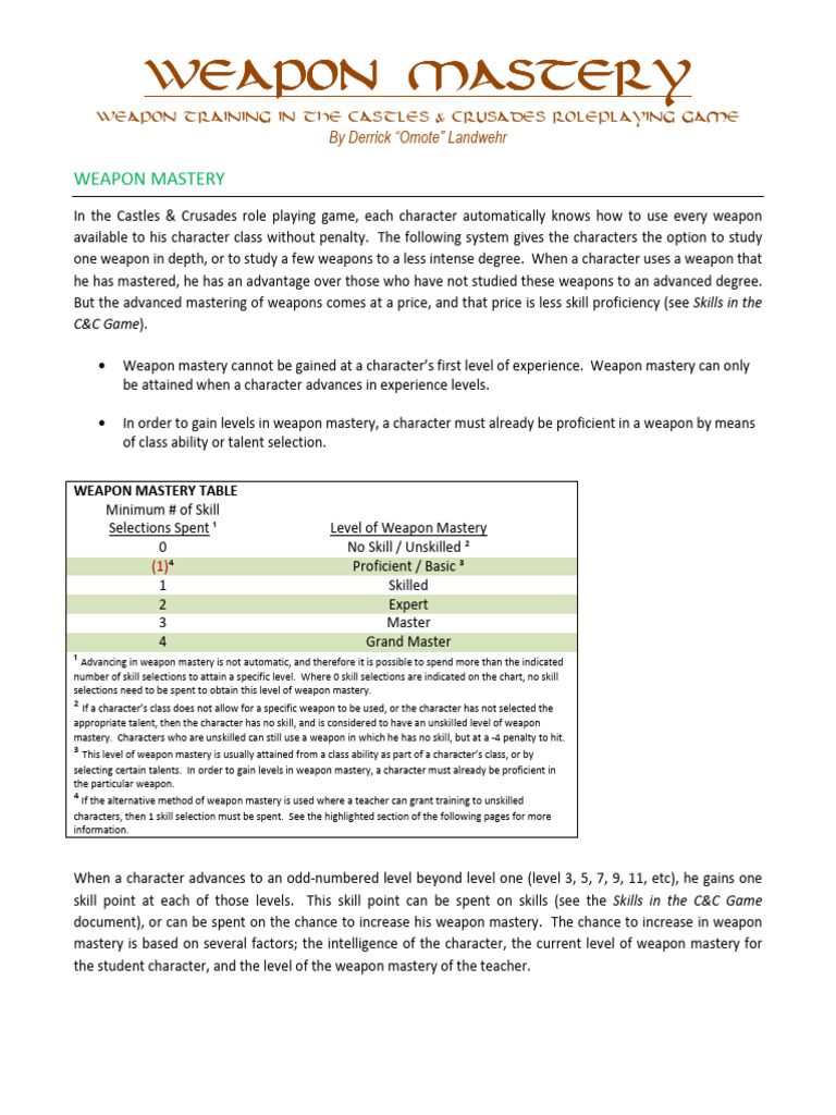 C - C - Weapon Mastery | PDF