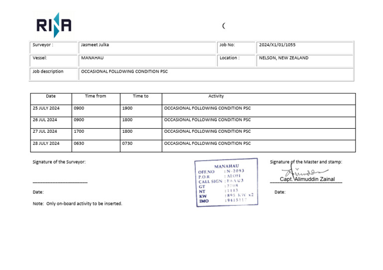 ANNEX I Surveyor Activity Log | PDF