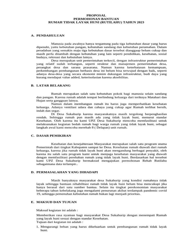 Proposal Rutilahu Baznas Sukahurip | PDF