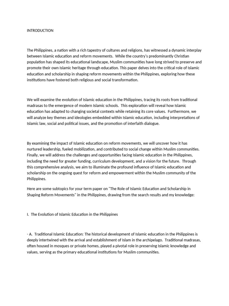 Reform Movements in Islam Philippines | PDF
