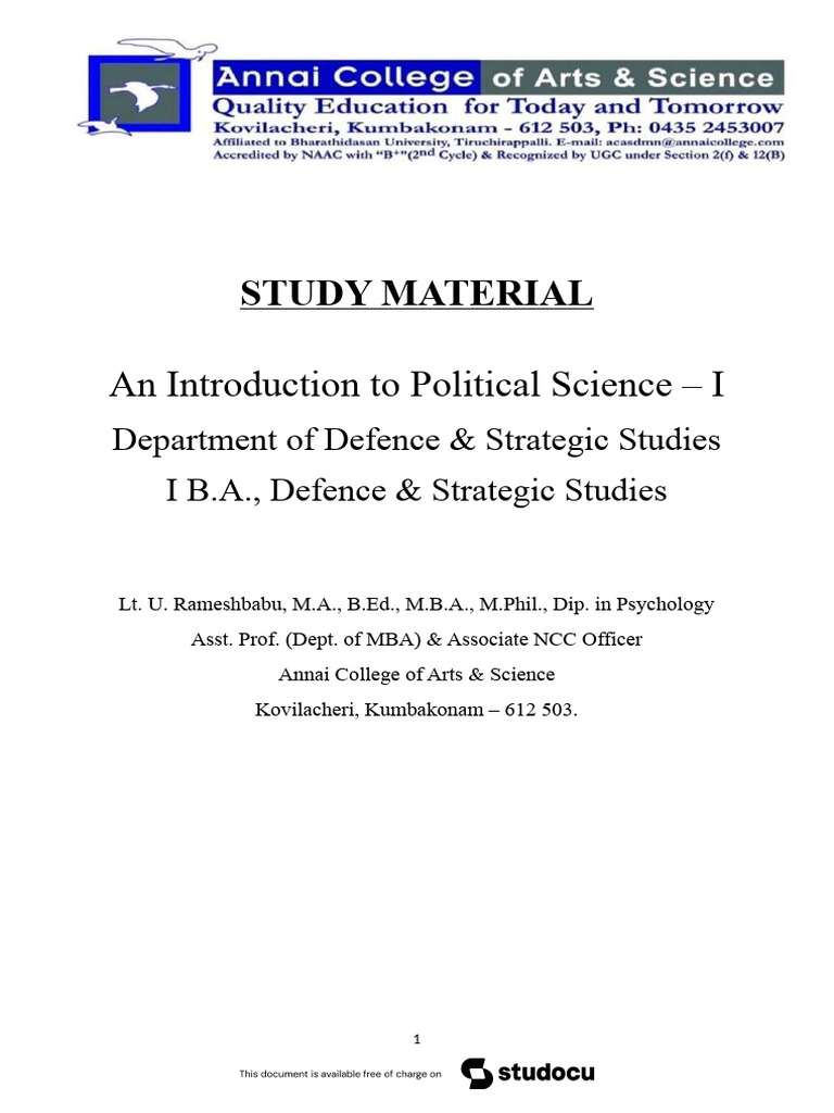 Introduction to Political Science I | PDF | State (Polity) | Politics