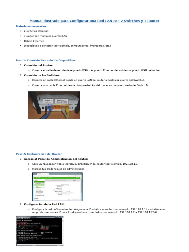 Manual Ilustrado para Configurar una Red LAN con 2 Switches y 1 Router ...