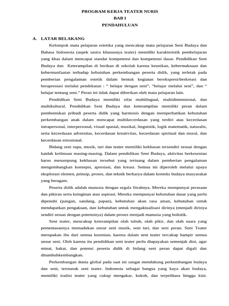 Program Kerja Teater Nuris | PDF