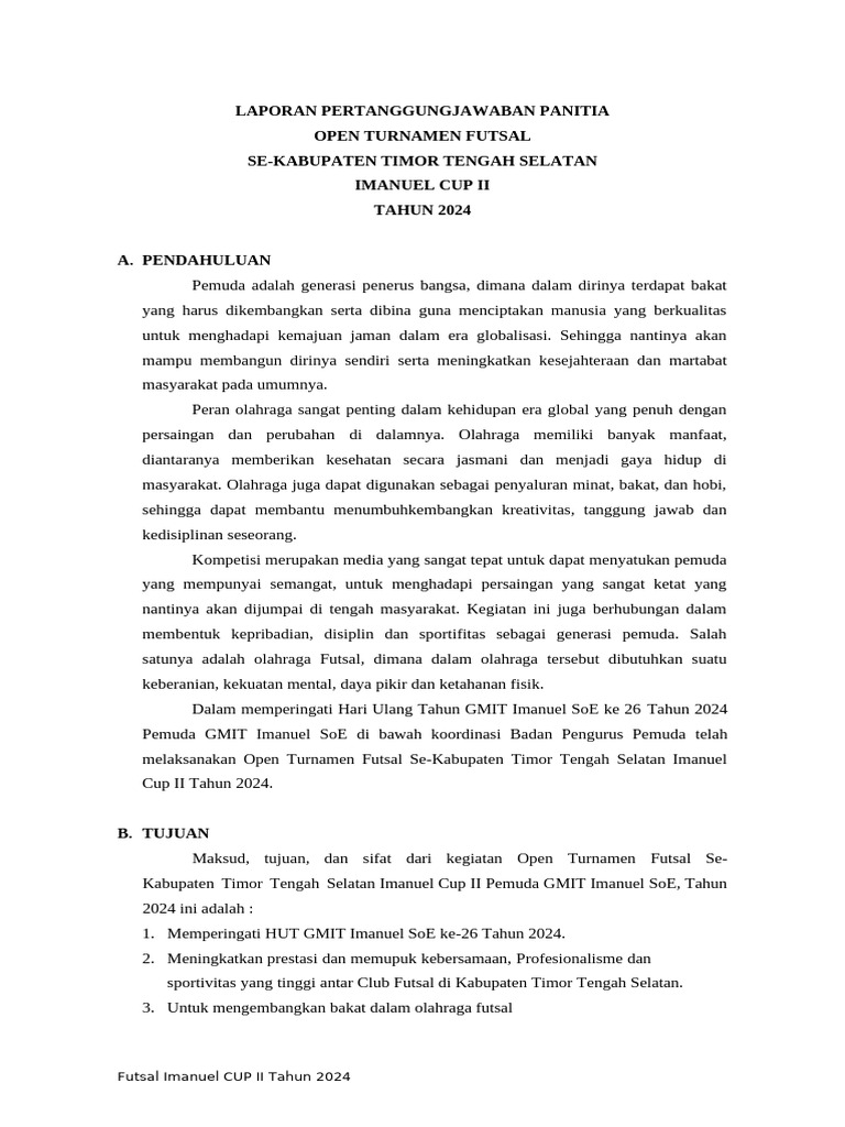 LPJ Panitia Futsal 2024 | PDF