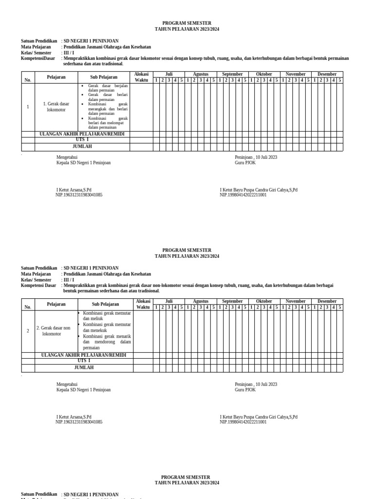 Prosem Kelas Iii | PDF