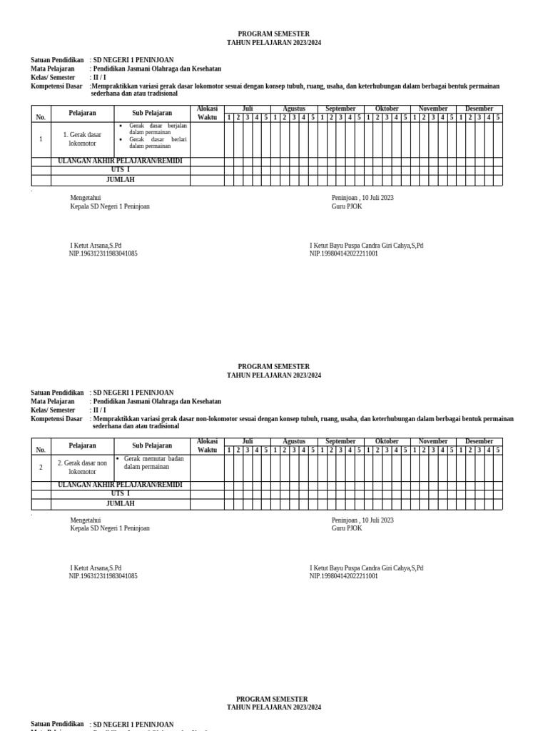 Prosem Kelas Ii | PDF
