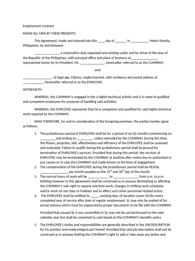 Employment Contract | PDF