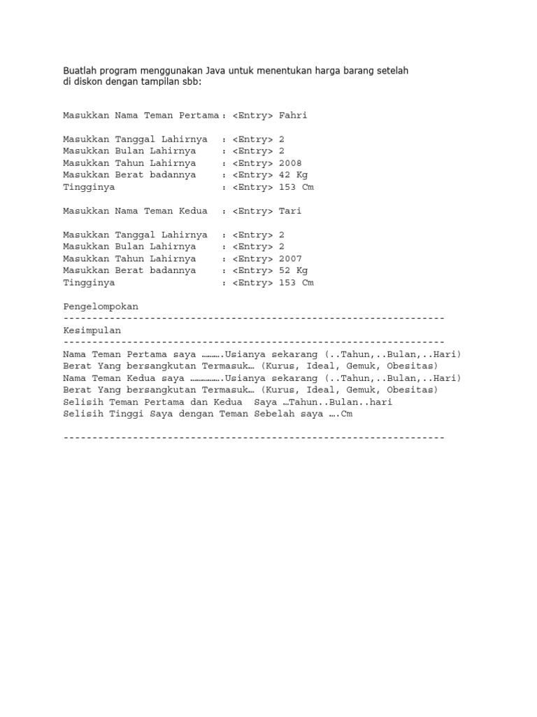 Buatlah Program Menggunakan Java Untuk Menentukan Harga Barang Setelah ...