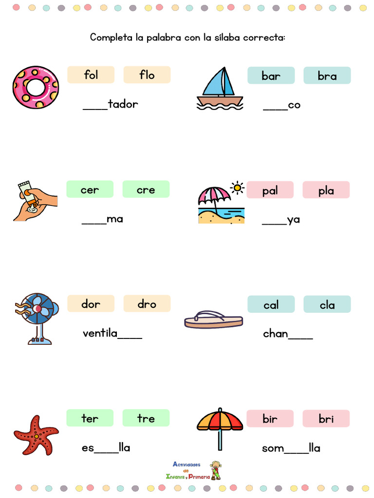 Lectoescritura de Palabras Con Silabas Trabadas y Mixtas Verano | PDF