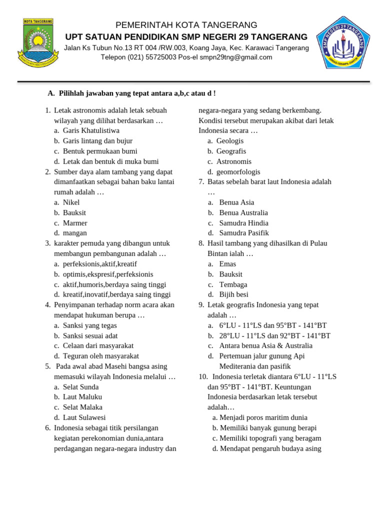 Soal PTS IPS Kelas 8 | PDF