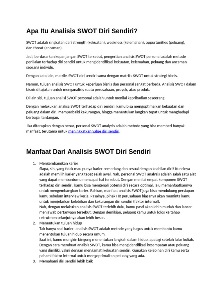 Swot Diri | PDF