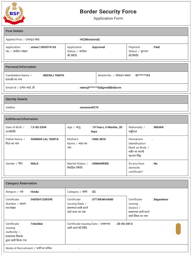 BSF - Preview Registration Form | PDF
