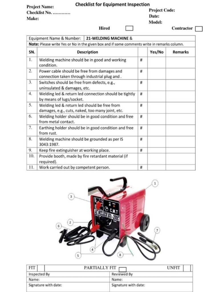 Welding Equipment Checklist | PDF