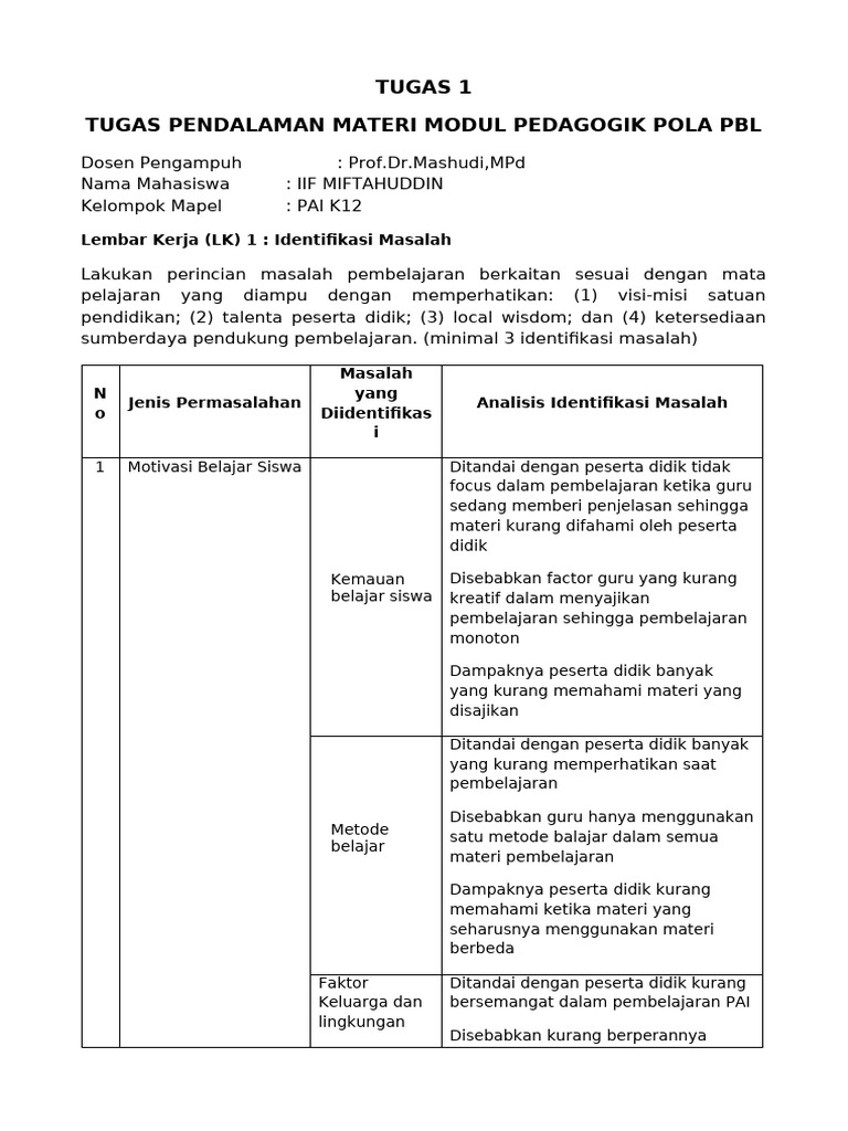 PBL Modul 1 Pedagogik | PDF