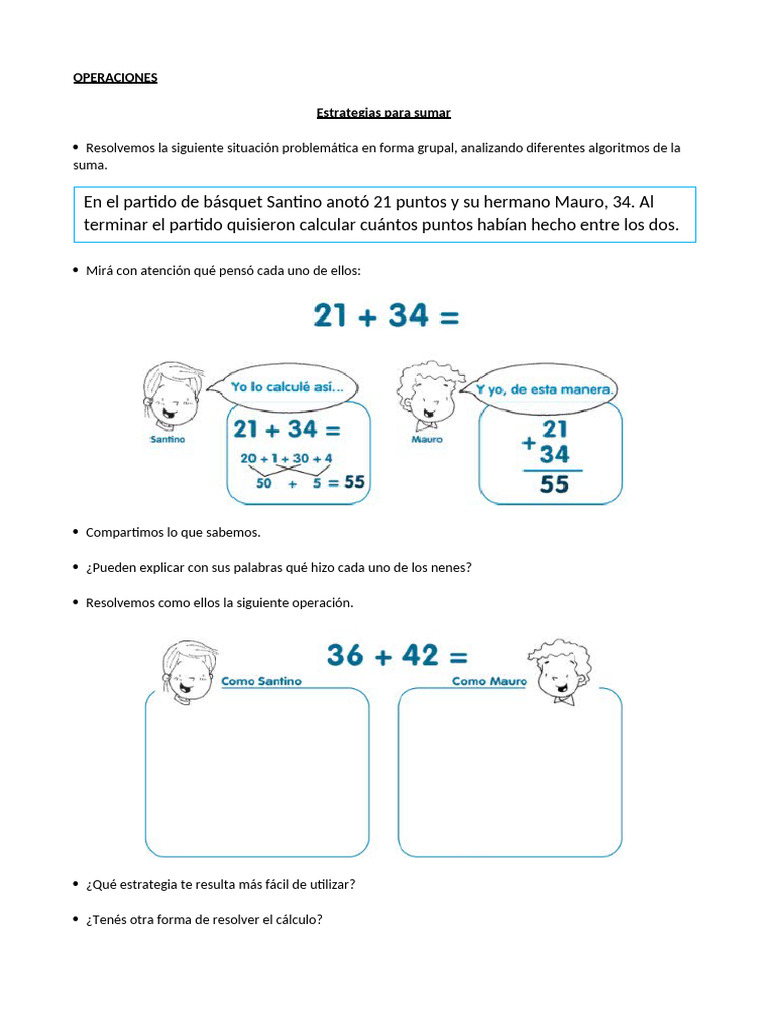 Estrategias para Sumar y Restar | PDF
