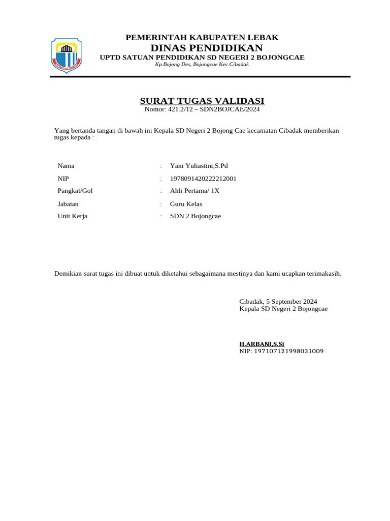 Surat Tugas Validasi Barang | PDF