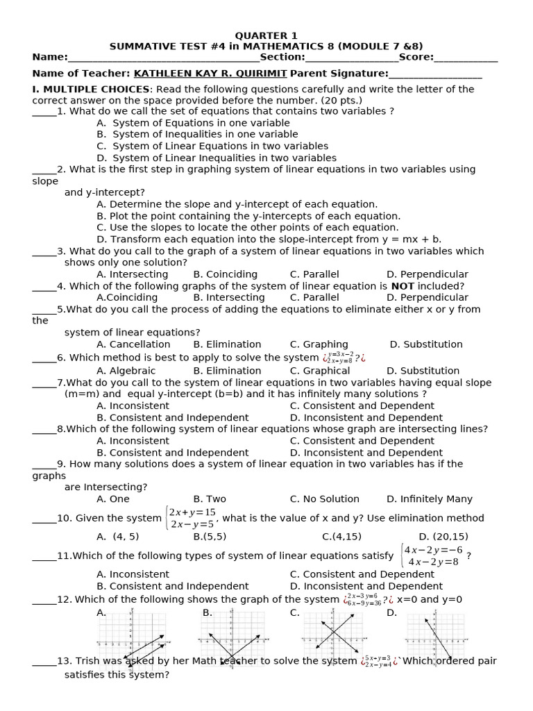 Math Summative 4 | PDF