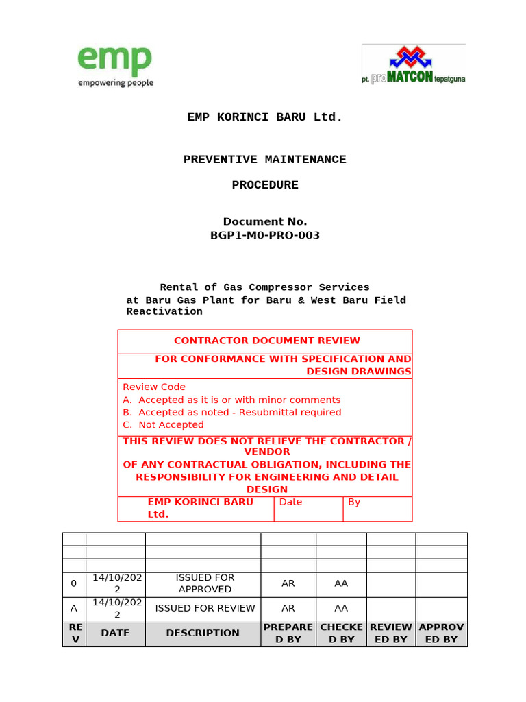 Sop Preventive Maintenance | PDF