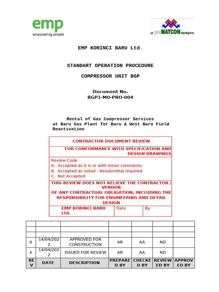 Sop Compressor Unit BGP | PDF