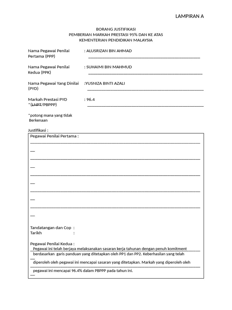 Borang Justifikasi Apc - Zamani | PDF