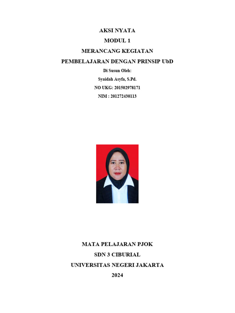 Modul 1 - Jurnal Pembelajaran Ubd - Syaidah Asyfa, S.PD | PDF