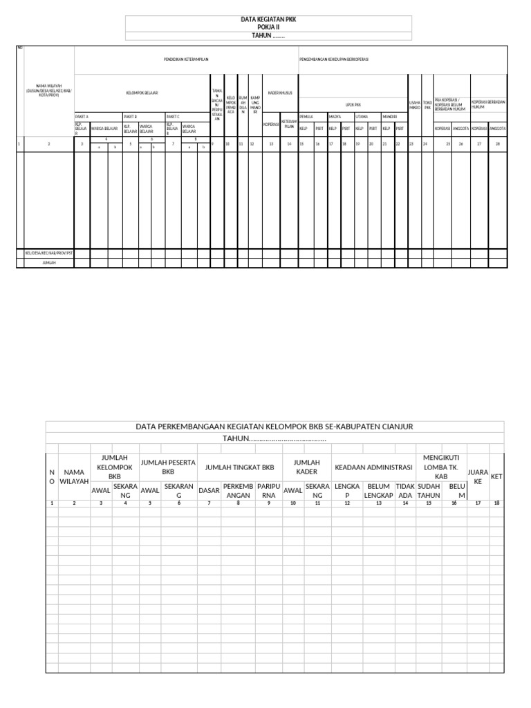DATA KEGIATAN PKK POKJA 2 | PDF
