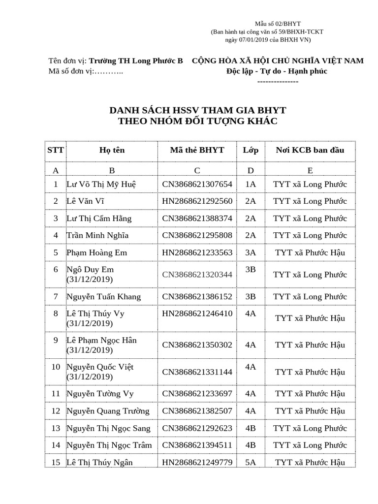 Bhyt Theo Doi Tuong Khac - Mau 02 | PDF