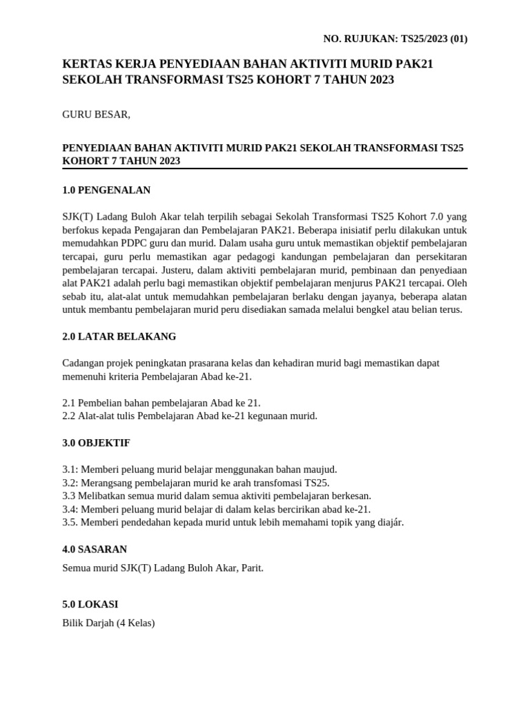 Kertas Kerja TS 25 | PDF