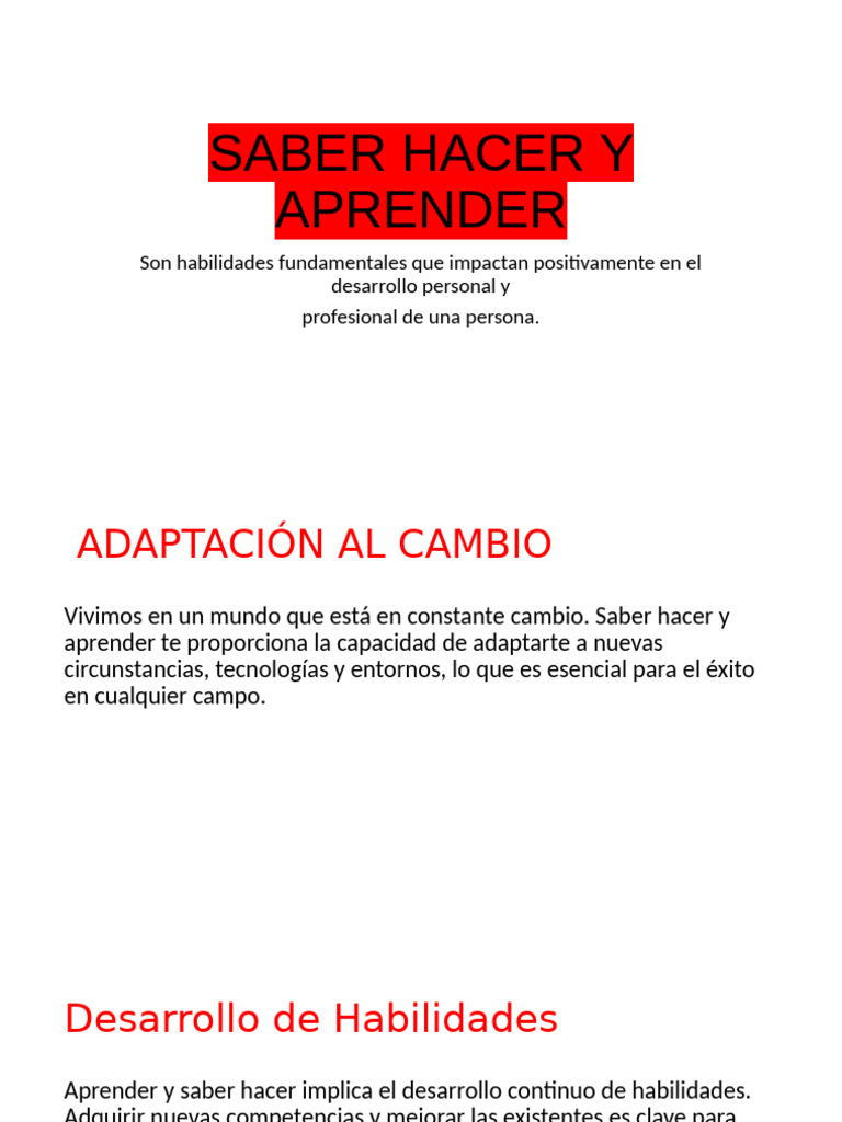 SABER HACER Y APRENDER | PDF