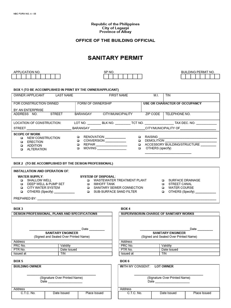 Sanitary Permit | PDF