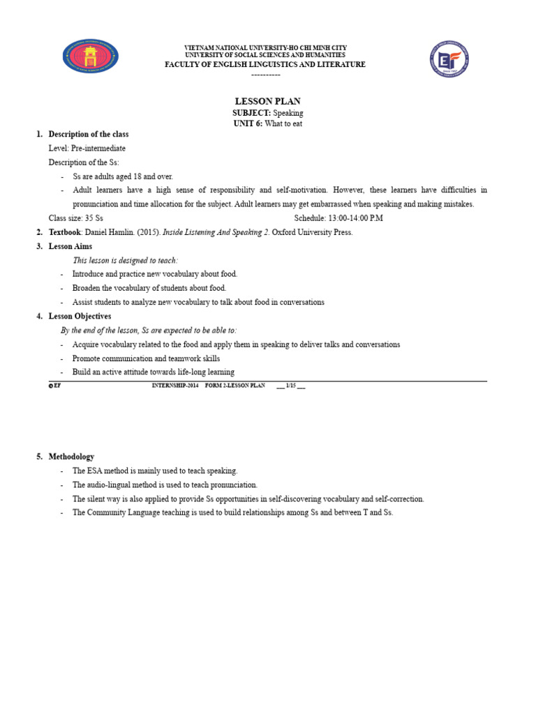 Lesson Plan Speaking | PDF