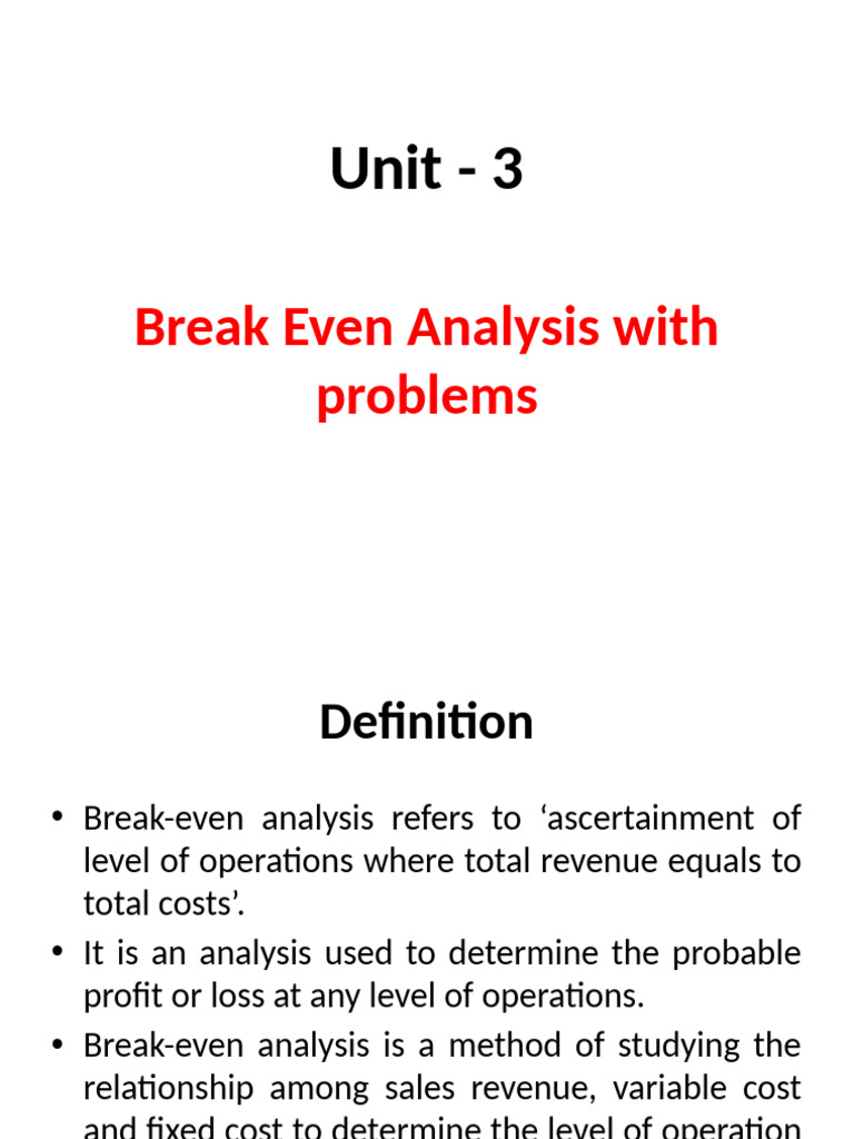Break Even Analysis | PDF