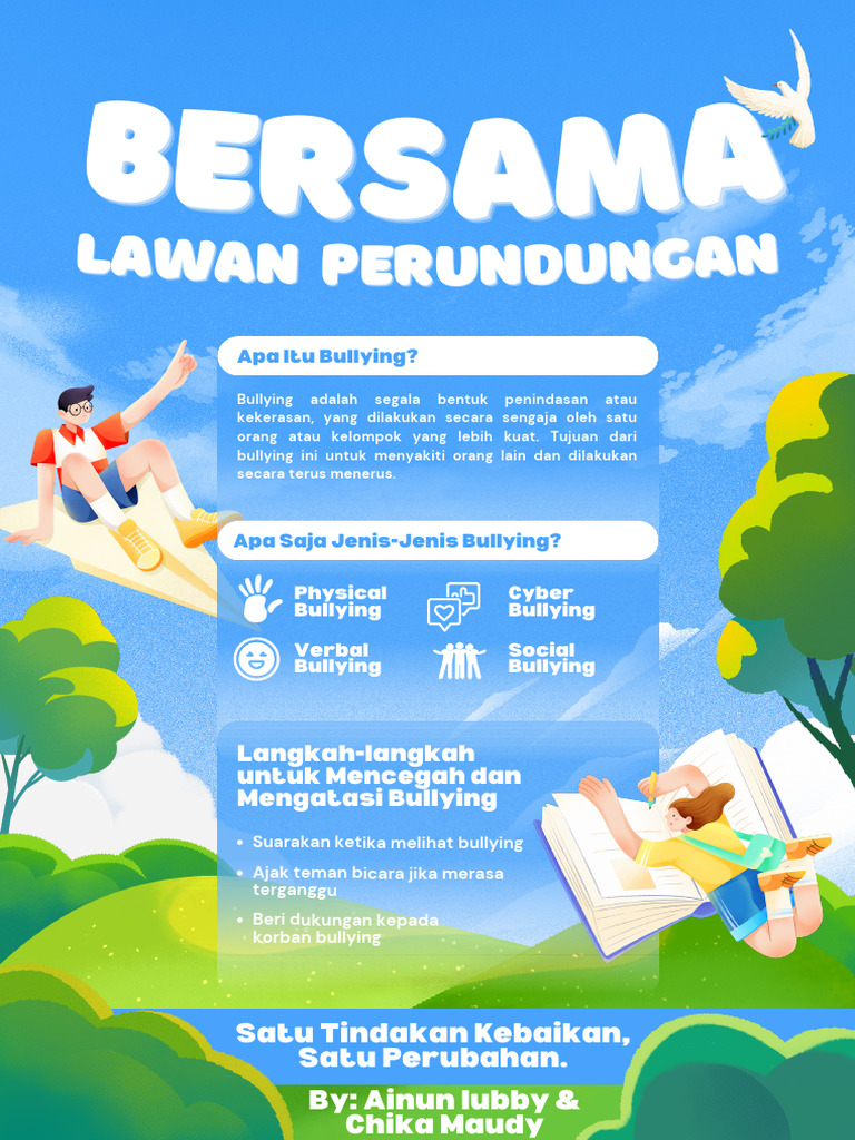 Poster Infografis Stop Perundungan Ilustratif Biru Dan Hijau | PDF