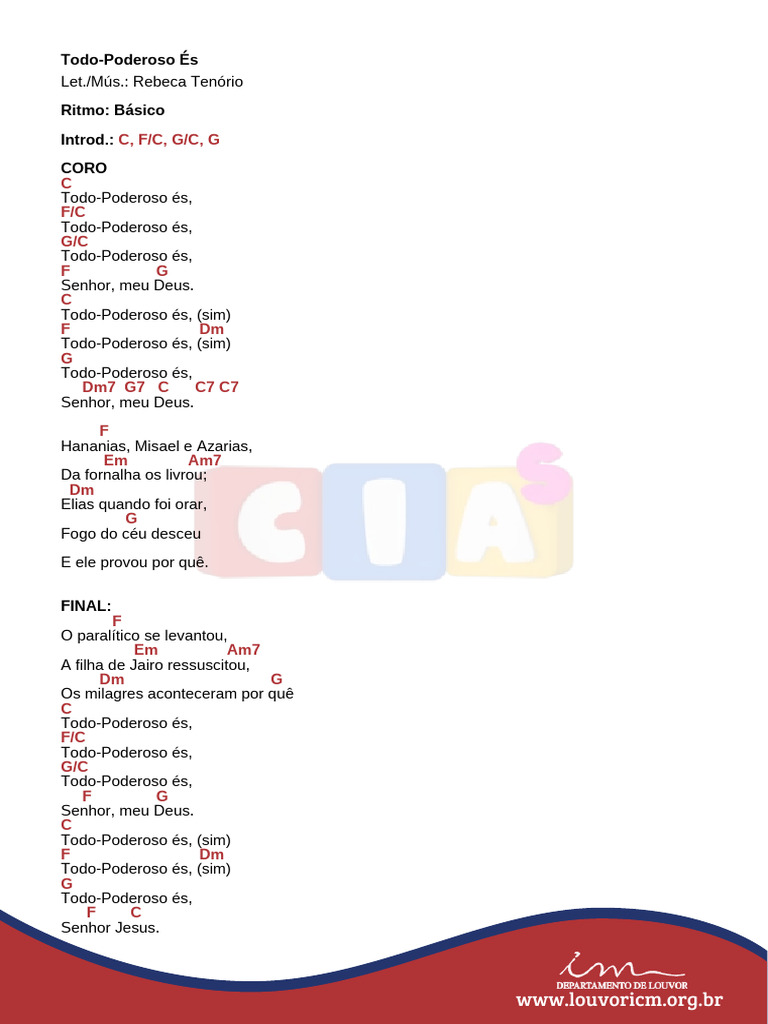 Todo-Poderoso És - Cifra CIAs | PDF