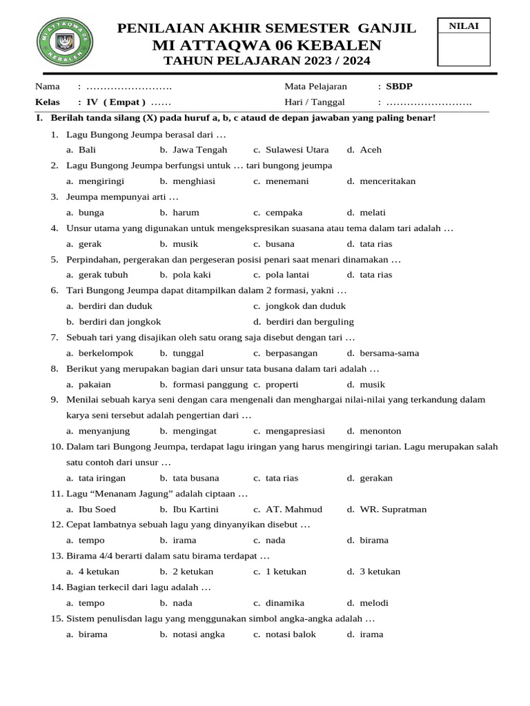 Pas SBDP KLS 4 | PDF | Musical Forms | Elements Of Music