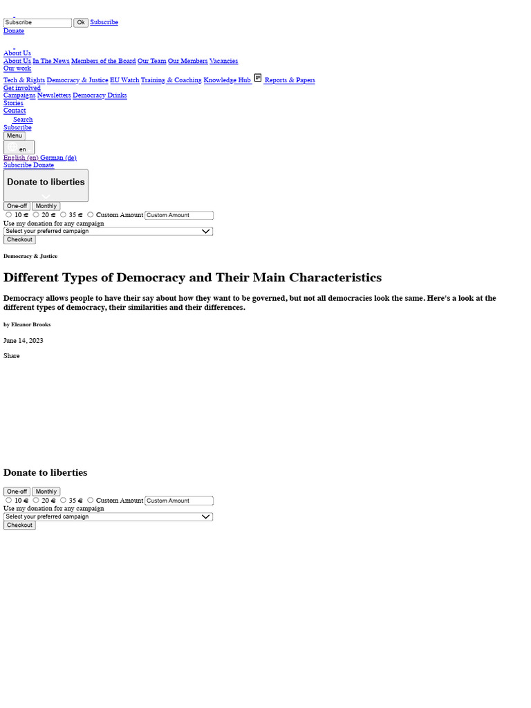 Different Types of Democracy - Liberties - Eu | PDF